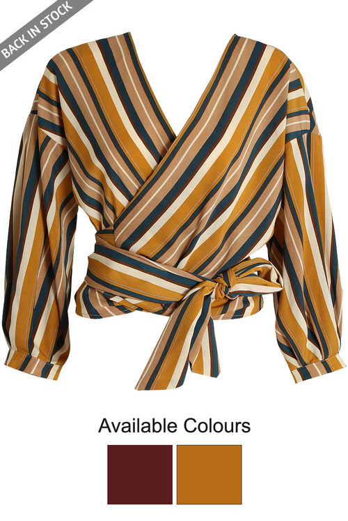 Stripe Crossover Blouse - Buy Fashion Wholesale in The UK