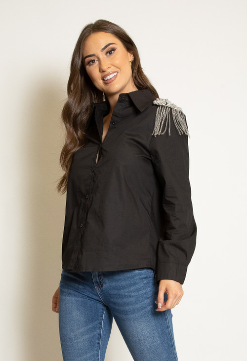 Embellished Shoulder Shirt- Buy Fashion Wholesale in The UK