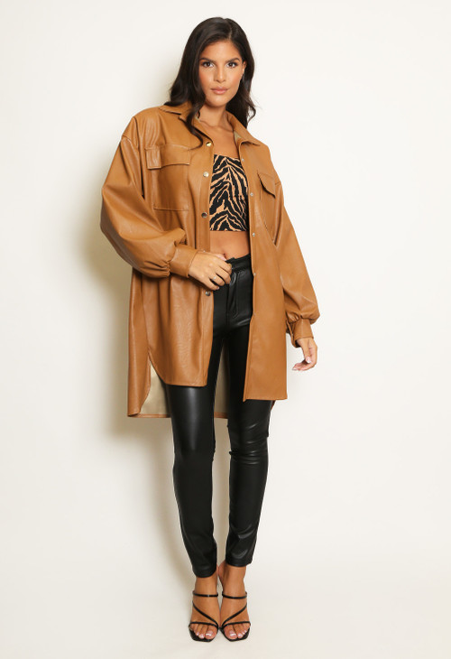 Faux Leather Overshirt- Buy Fashion Wholesale in The UK