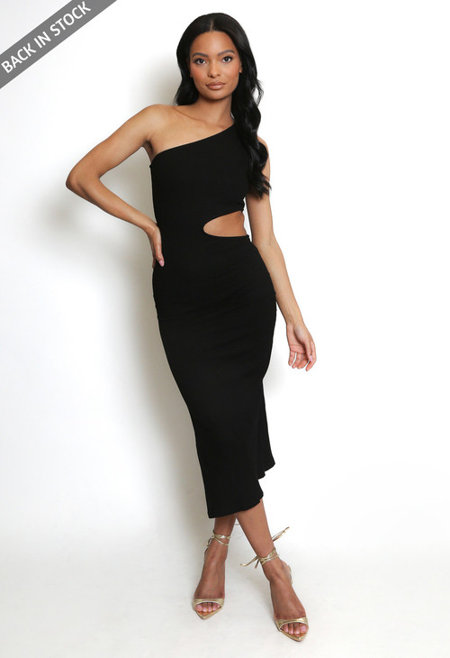 Cut Out One Shoulder Midi Dress- Buy Fashion Wholesale in The UK