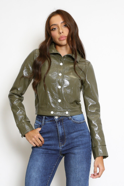 Vinyl Button Front Jacket - Buy Fashion Wholesale in The UK