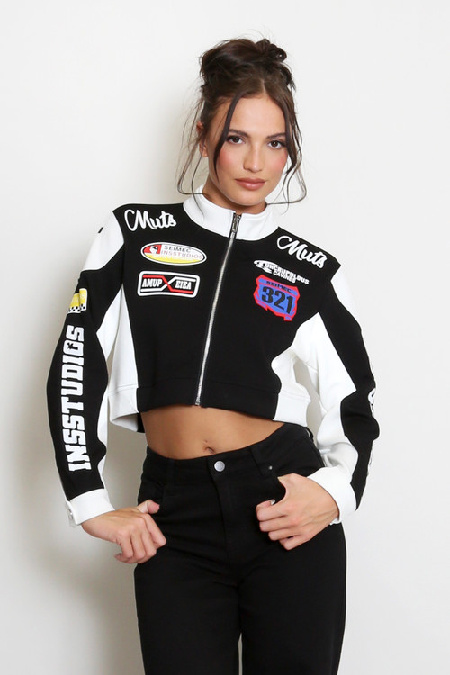 Slogan Cropped Jacket- Buy Fashion Wholesale in The UK