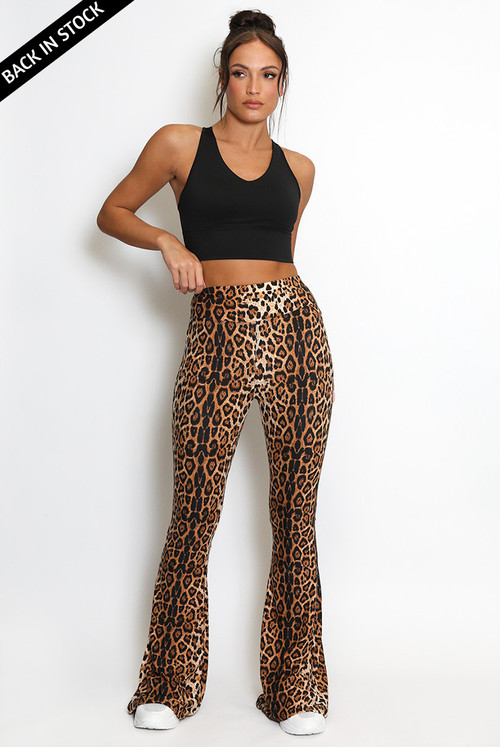 Leopard Bell Bottom Legging - Buy Fashion Wholesale in The UK