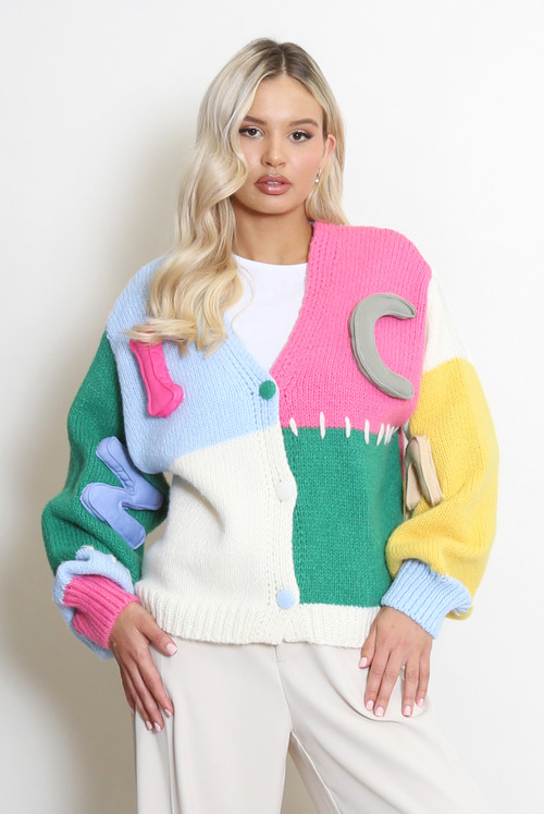 Nice Patch Multi Coloured Cardigan - Buy Fashion Wholesale in The UK