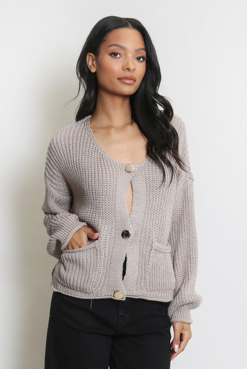 Round Neck Over Sized Button Cardigan - Buy Fashion Wholesale in The UK