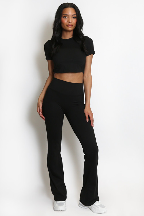 Lace Back Flare Leg Gym Set - Buy Fashion Wholesale in The UK
