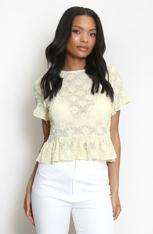 Sheer Woven Pelplum Top - Buy Fashion Wholesale in The UK