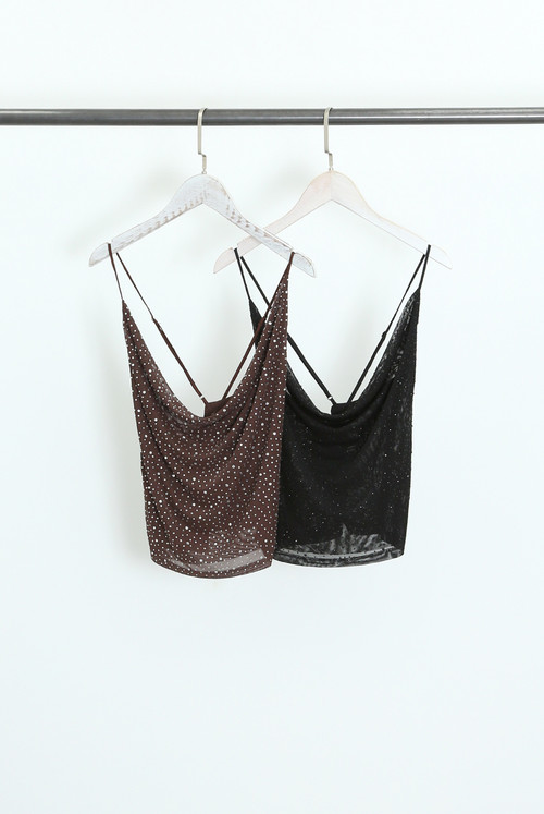 Diamante Cowl Neck Open Back Top - Buy Fashion Wholesale in The UK