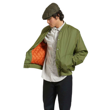 Brixton Dillinger Flight Bomber Jacket Mens in Cypress Green - TRIGGER ...