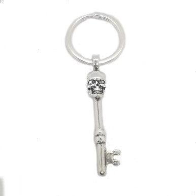 Sterling Silver Skull Key Keychain