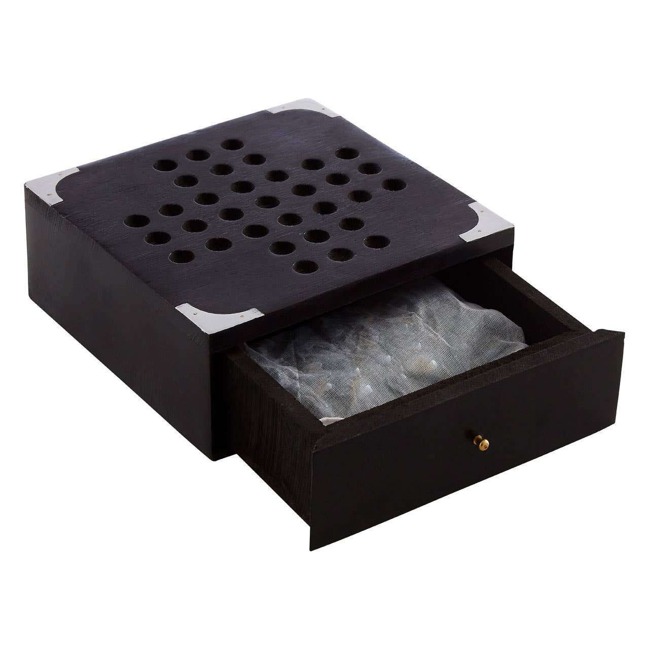 Churchill Games Black Sheesham Wood Solitaire Games Box-Premier Housewares
