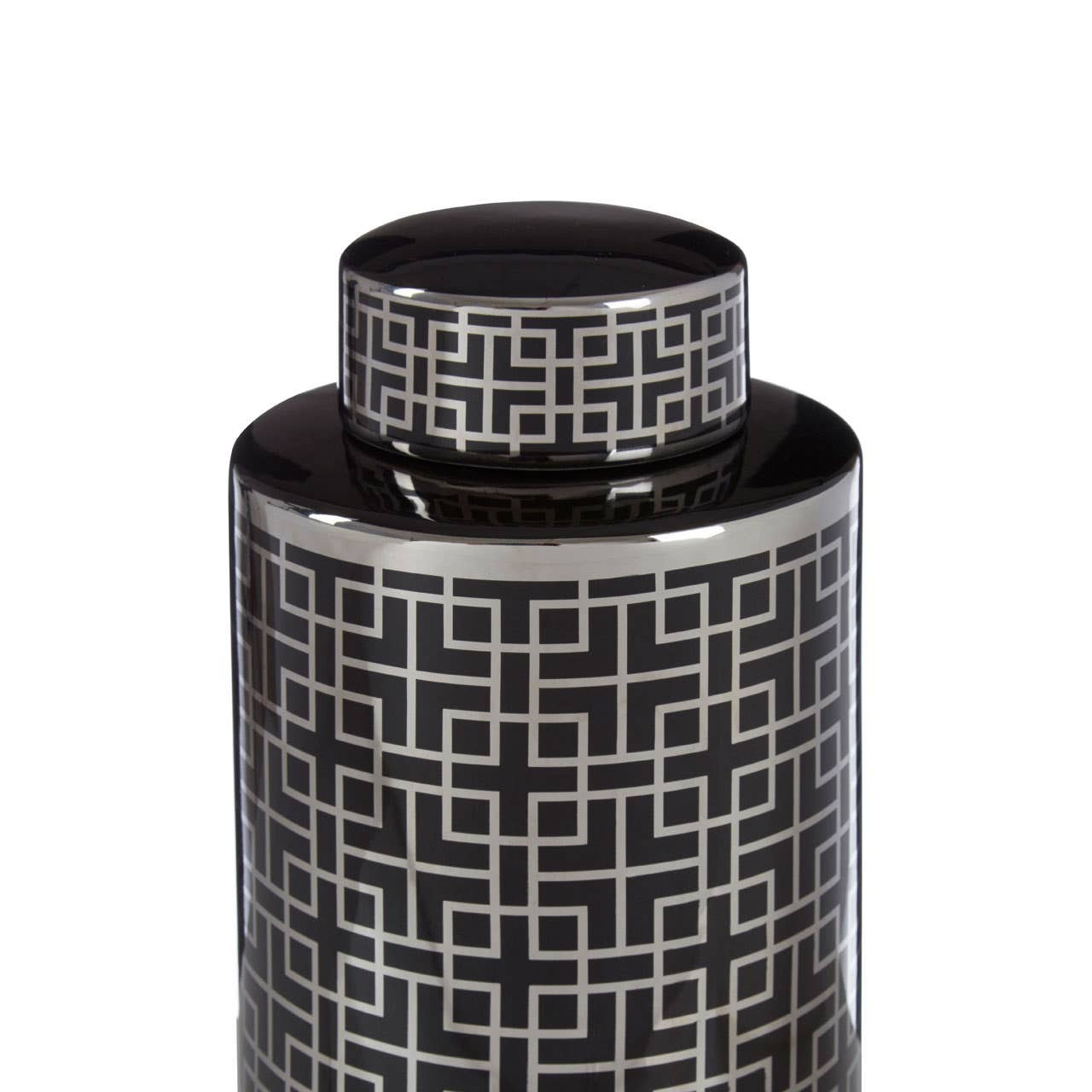 Daria Black and Silver Finish Small Ceramic Jar-Premier Housewares