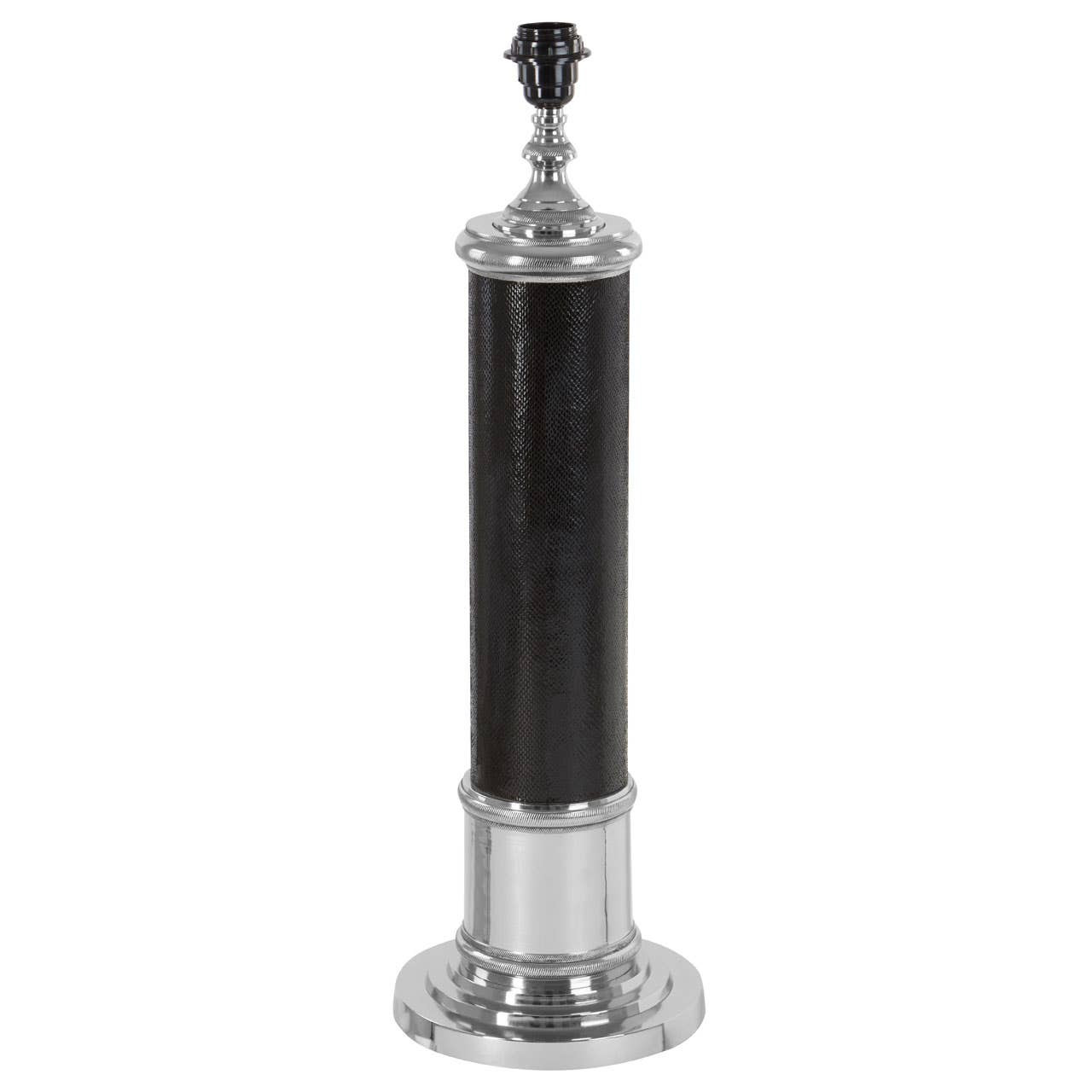 Canon Black Leather Table Lamp-Premier Housewares