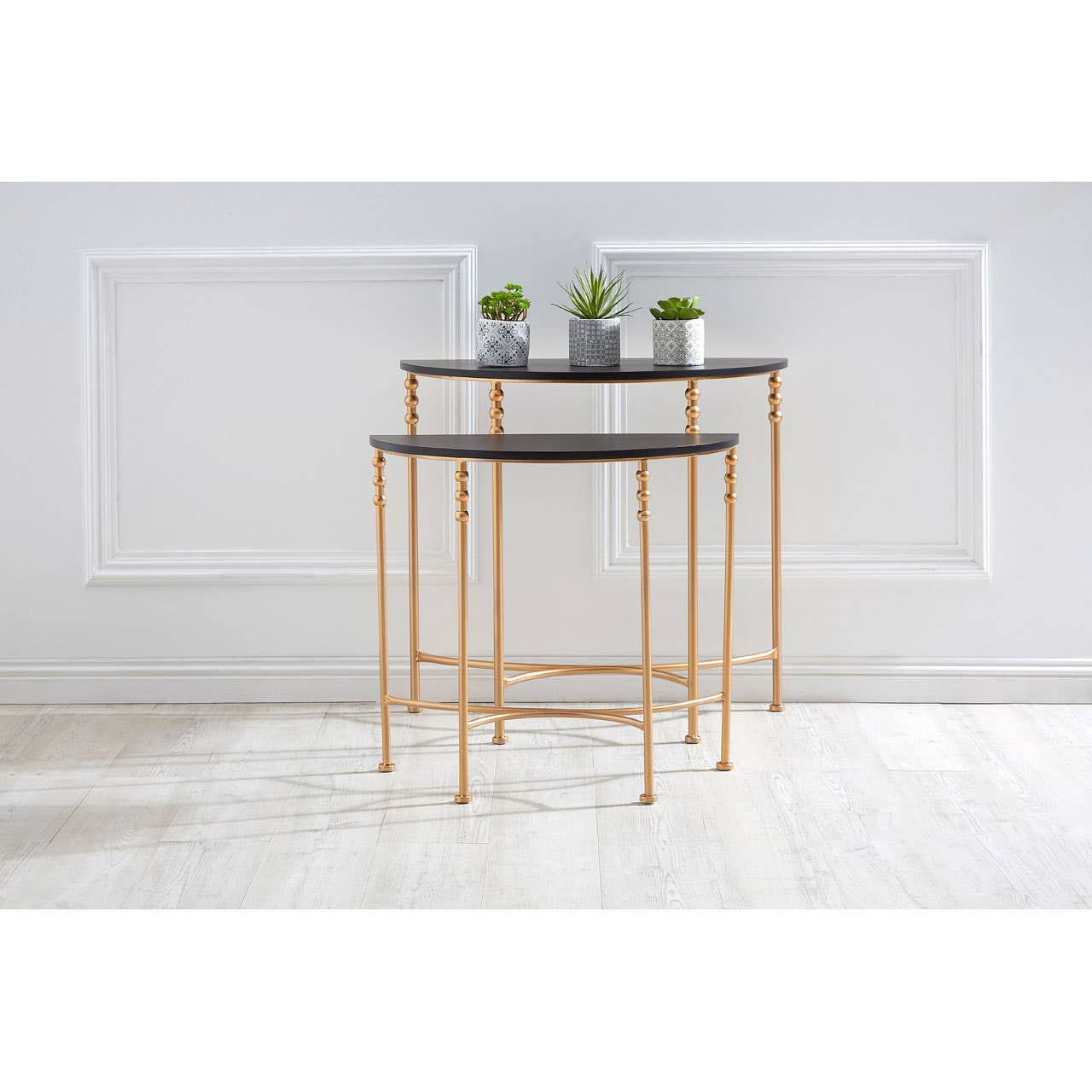Lexa Set Of Two Half Round Console Tables-Premier Housewares