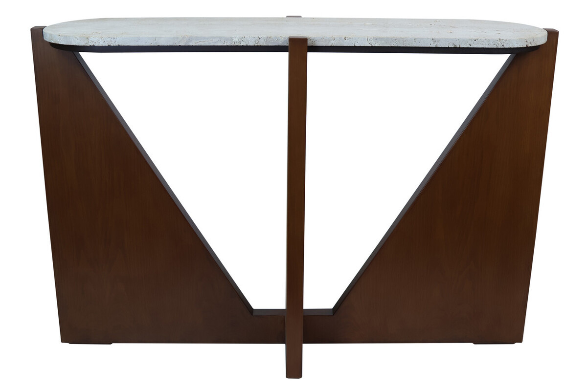 Winton Travertine Top Console Table With Acacia Wood Frame-Premier ...