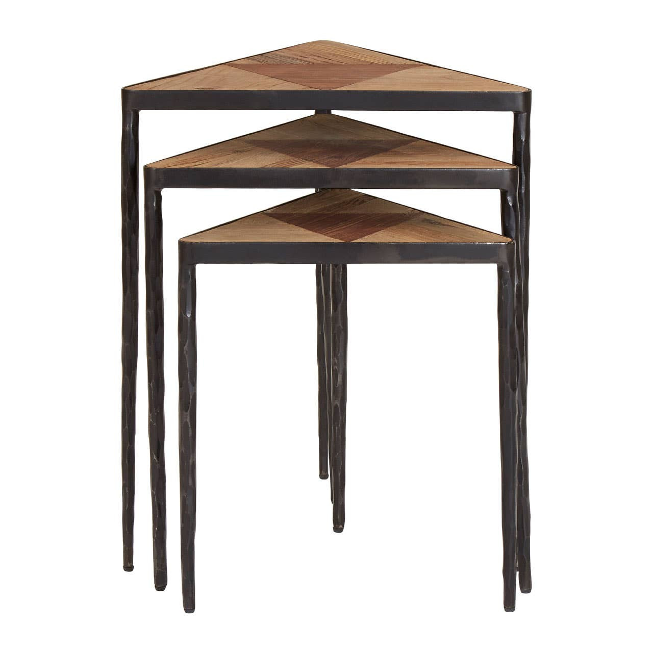 Elmo Elm Wood Set Of 3 Triangular Nesting Tables-Premier Housewares