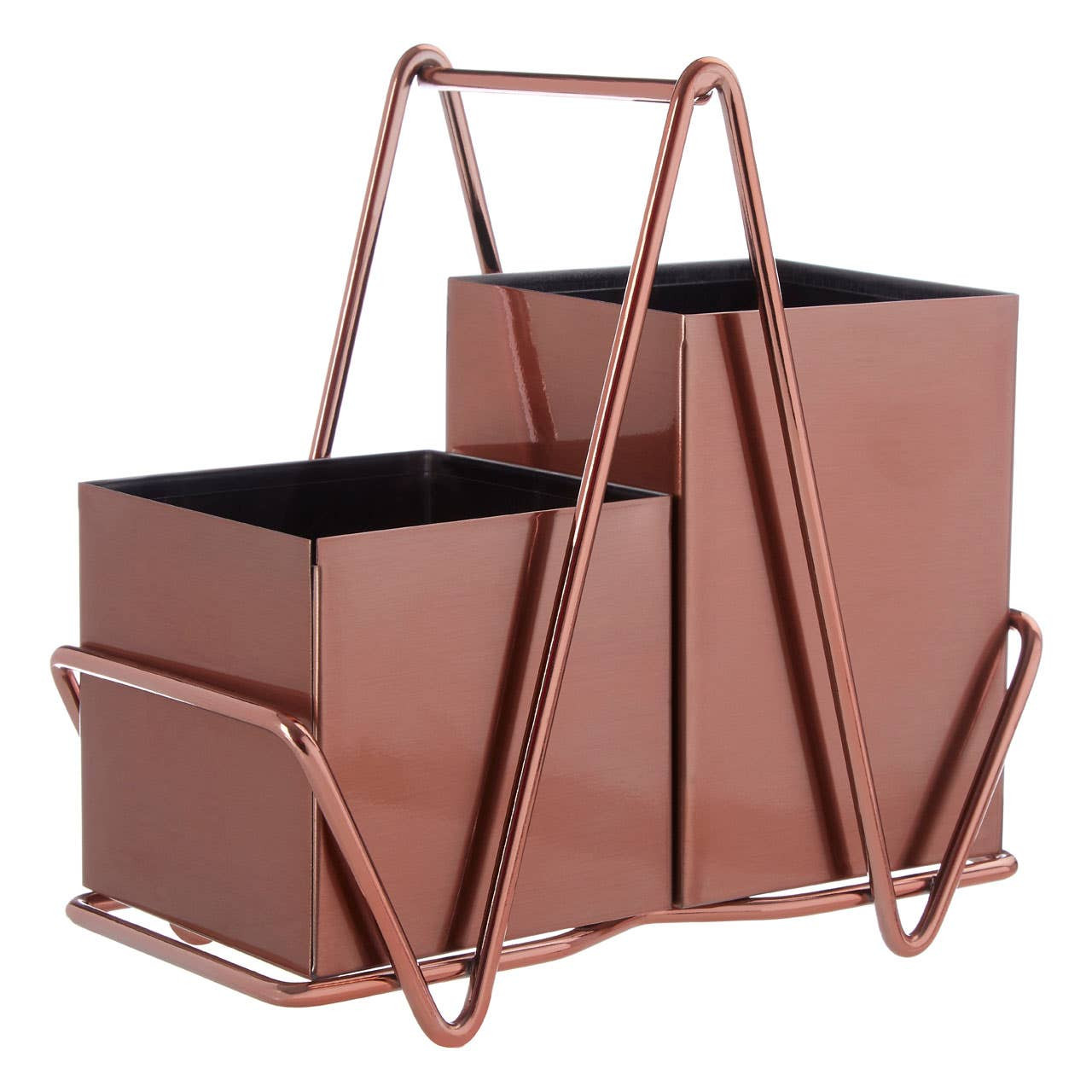 2 Compartment Rose Gold Cutlery Caddy-Premier Housewares