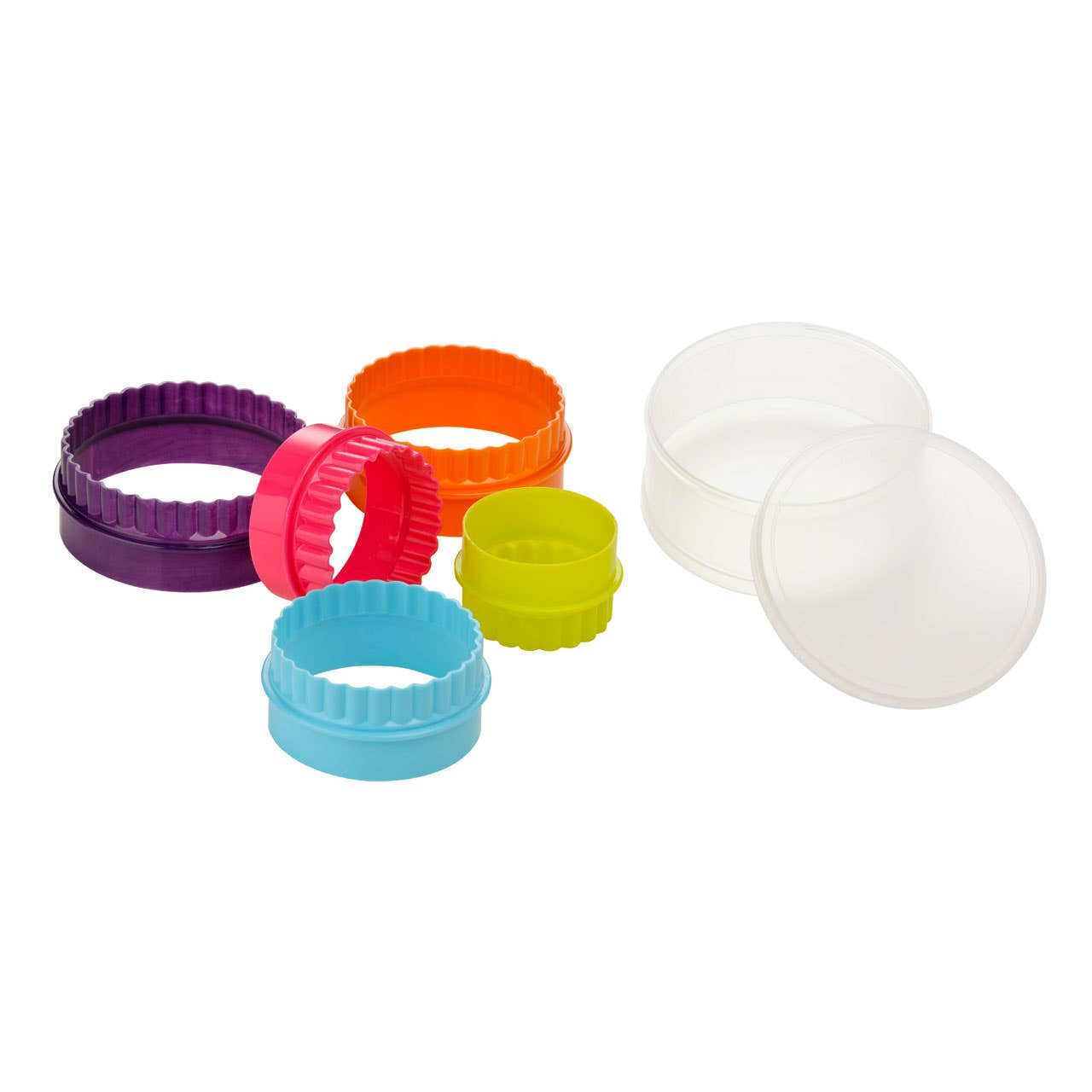 Sucre Set of 5 Fluted Round Plastic Cookie Cutters-Premier Housewares
