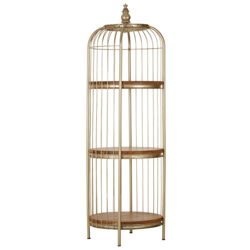 Mantis 3 Tier Champagne Gold Birdcage Shelf Unit-Premier Housewares