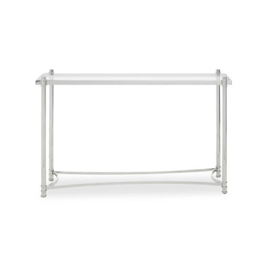 Ackley Silver Console Table with Clear Glass-Premier Housewares