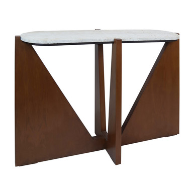Winton Travertine Top Console Table With Acacia Wood Frame-Premier ...