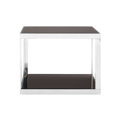 Ackley Silver Square Coffee Table with Black Glass-Premier Housewares