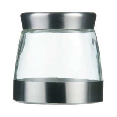 Luca Small Steel and Glass Storage Jar 850 ml-Premier Housewares