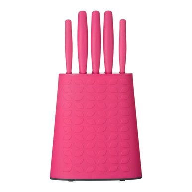 Living Colour 5 Piece Hot Pink Knife Block Set-Premier Housewares
