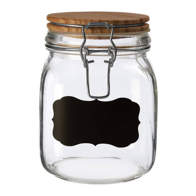 Grocer Glass Storage Jar with Wooden Lid 1000ml-Premier Housewares