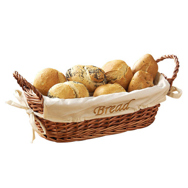 Orla Small Willow Bread Basket with Cream Lining-Premier Housewares