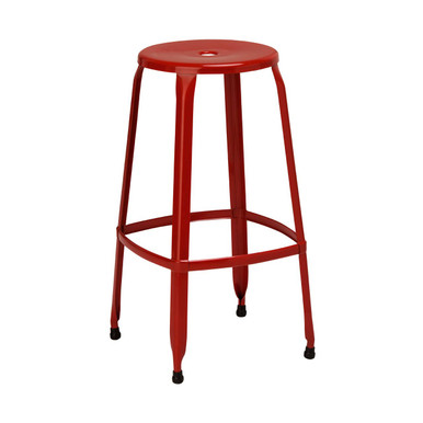 Disc Red Powder Coated Metal Stool-Premier Housewares