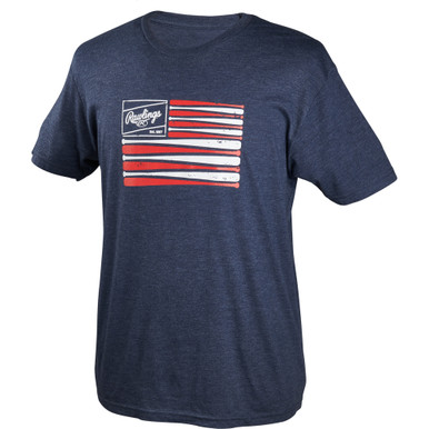 Rawlings Patch and Bat USA Flag Baseball T-Shirt FLM3-N