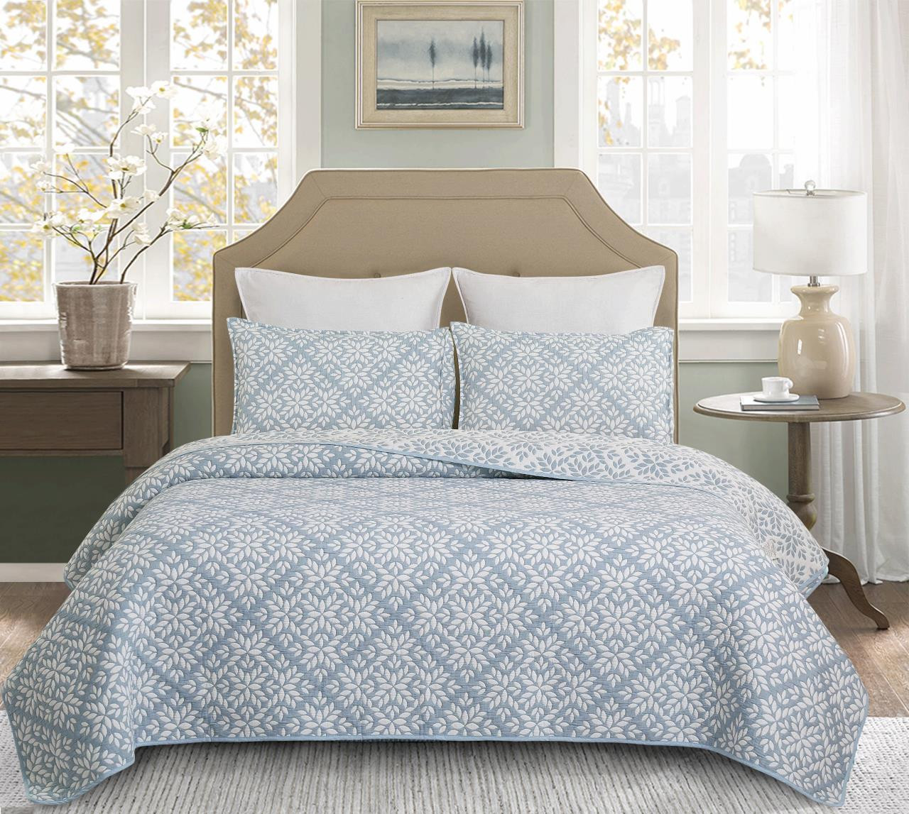 Blue Leaves Coverlet Collection by C&F Home | Paul's Home Fashions