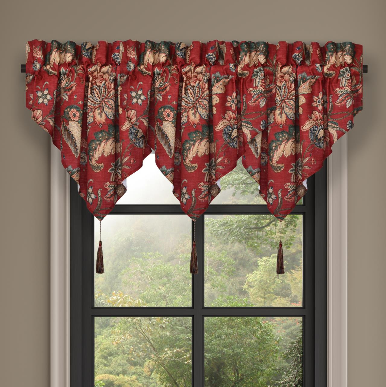 Enchanted Garden Red Ascot Valance by J Queen New York | Paul's Home ...