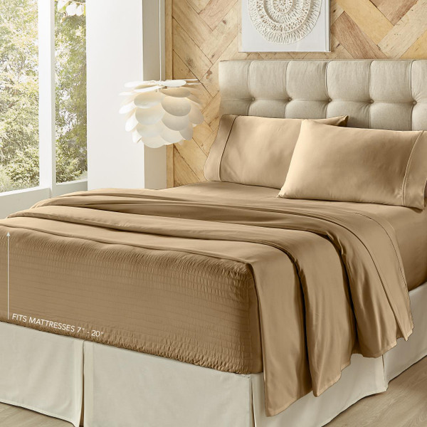 Royal Fit Microfiber Tan Sheet Set by Royal Court | Paul's Home Fashions