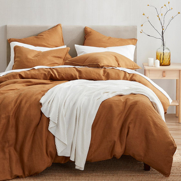 French Flax Linen Caramel Bedding Collection by HiEnd Accents | Paul's ...