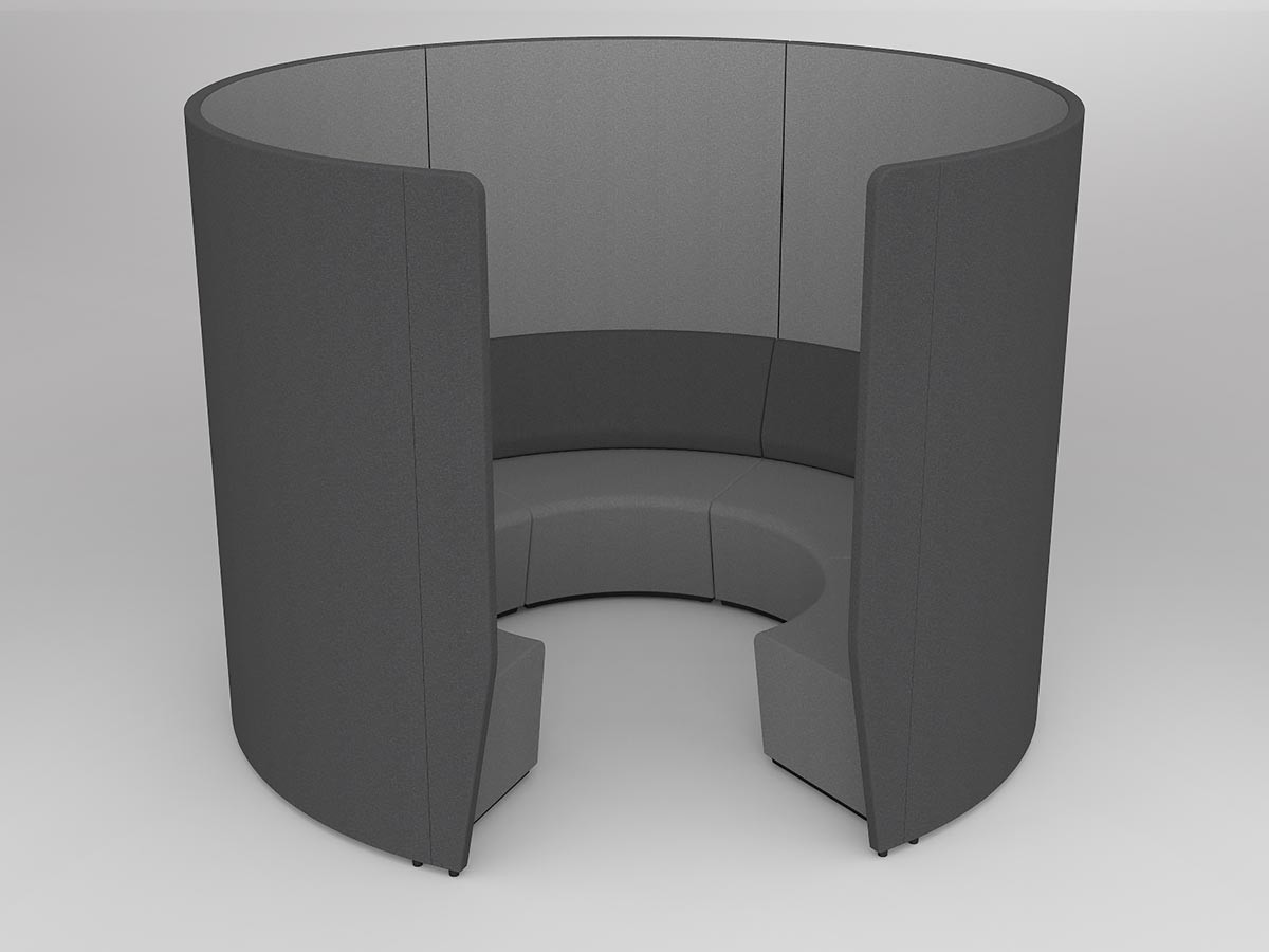 Mod Arc 5 Person ABW Seating with wall-Inner Black - Urban Hyve