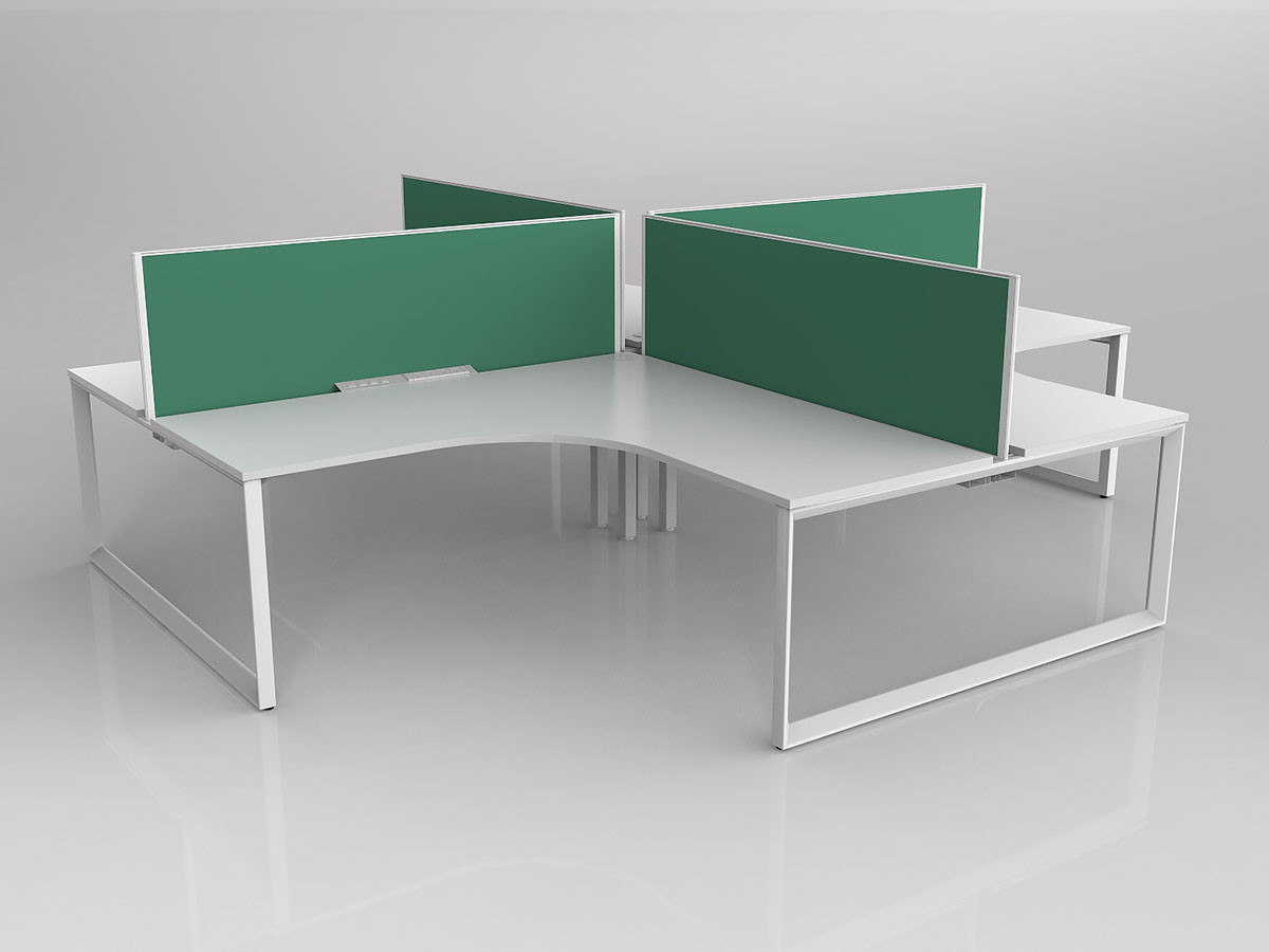 Smith 4 Person Office Workstation - 90 Degree Desks - Plus Layout ...