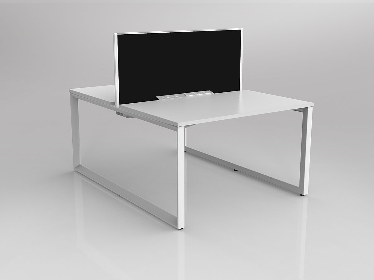 Smith 2 Person Office Desk - Double Sided Workstation with Fabric ...