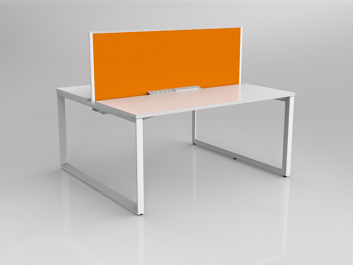 Smith 2 Person Office Desk - Double Sided Workstation with Fabric ...