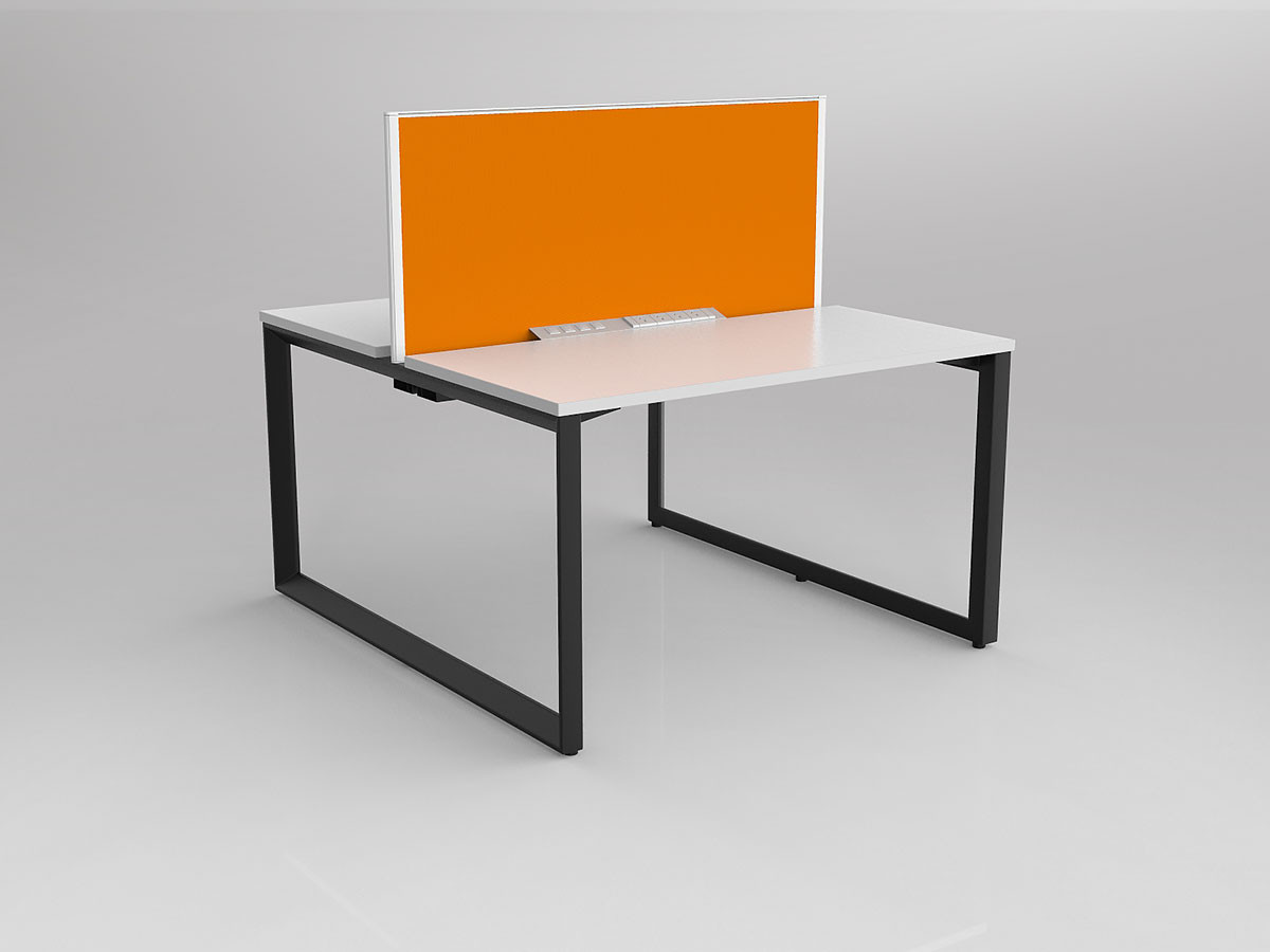 Smith 2 Person Office Desk - Double Sided Workstation with Fabric ...