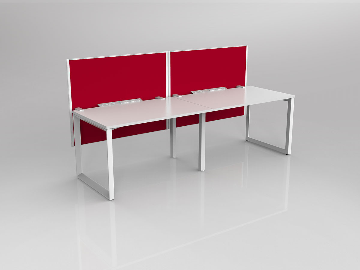 Smith 2 Person Office Desk - Single Sided Workstations with Fabric ...