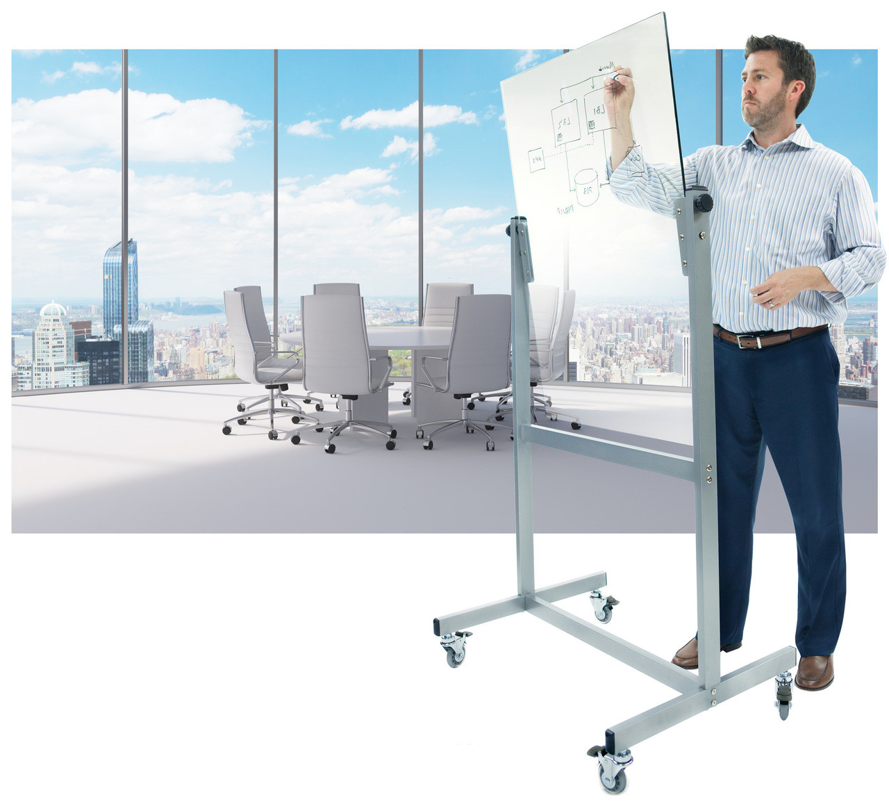 Space Modern Mobile Frameless Glassboard - Urban Hyve