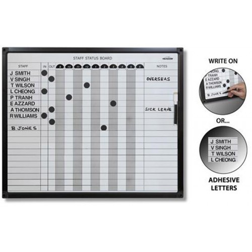 Staff In-Out Status Board Magnetic Whiteboard - Urban Hyve