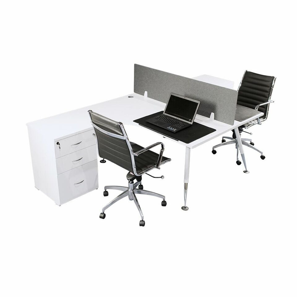 Fleet 2 Person Back to Back Corner Workstation including Drawers ...