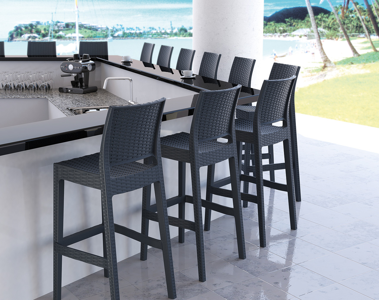 Jamaica Modern Outdoor Bar Stool - Stackable - Urban Hyve