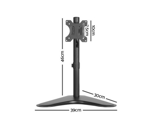 Single HD LED Monitor Arm Freestanding Stand - Black - Urban Hyve