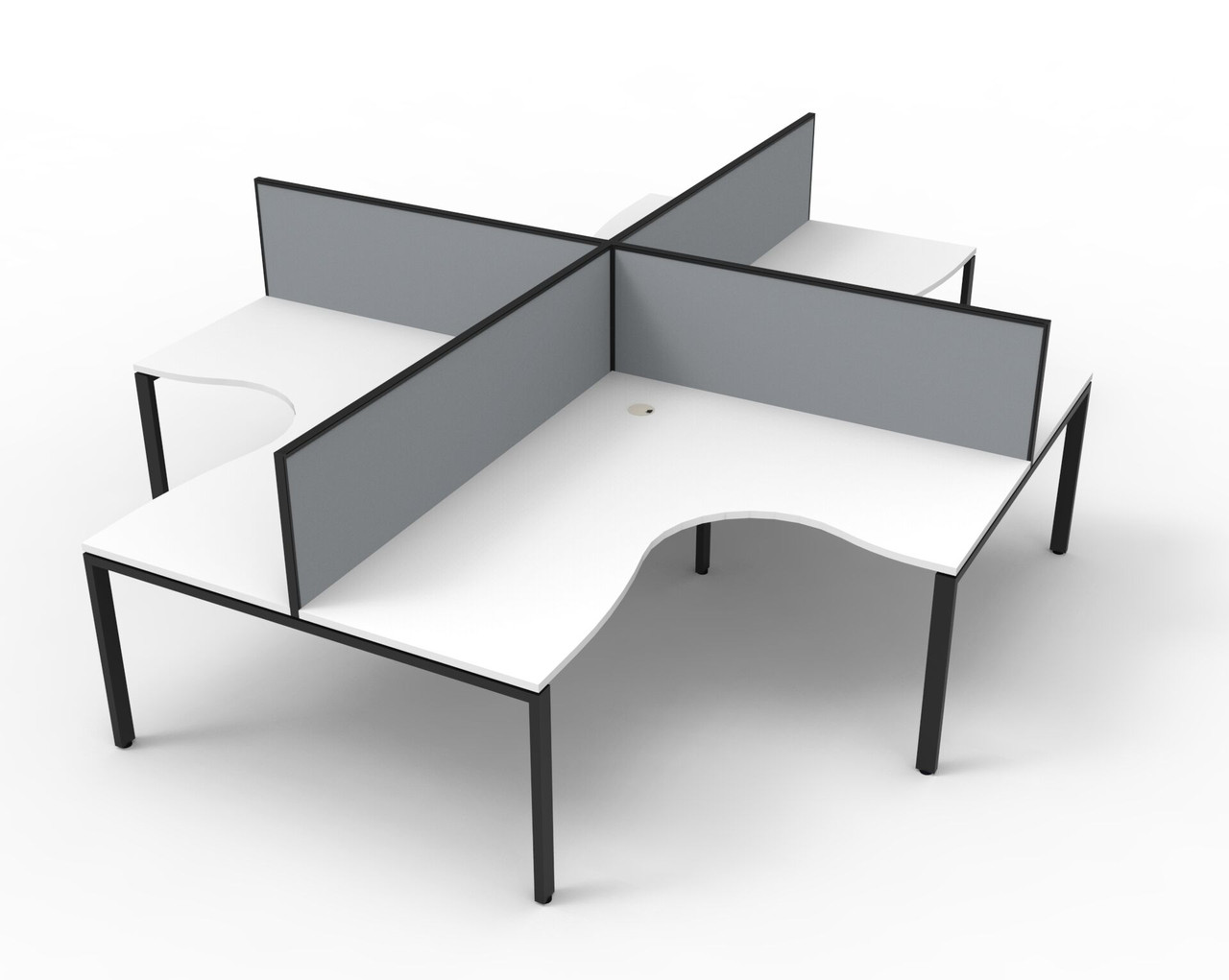 Deluxe Quick Infinity 4 Person Corner Office Workstation Pod With ...