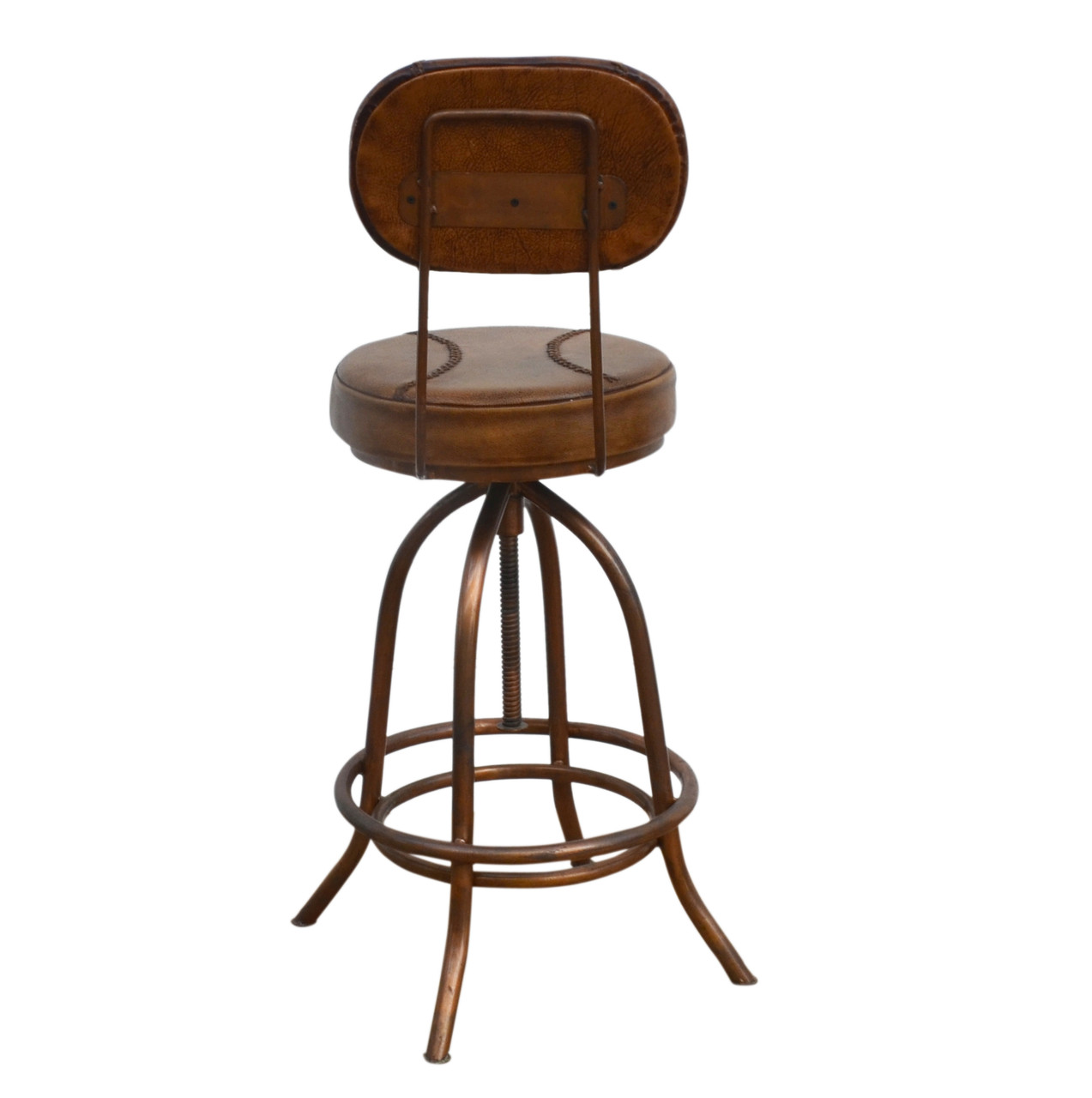 Jackie Industrial Wind Up Leather Stool - Urban Hyve