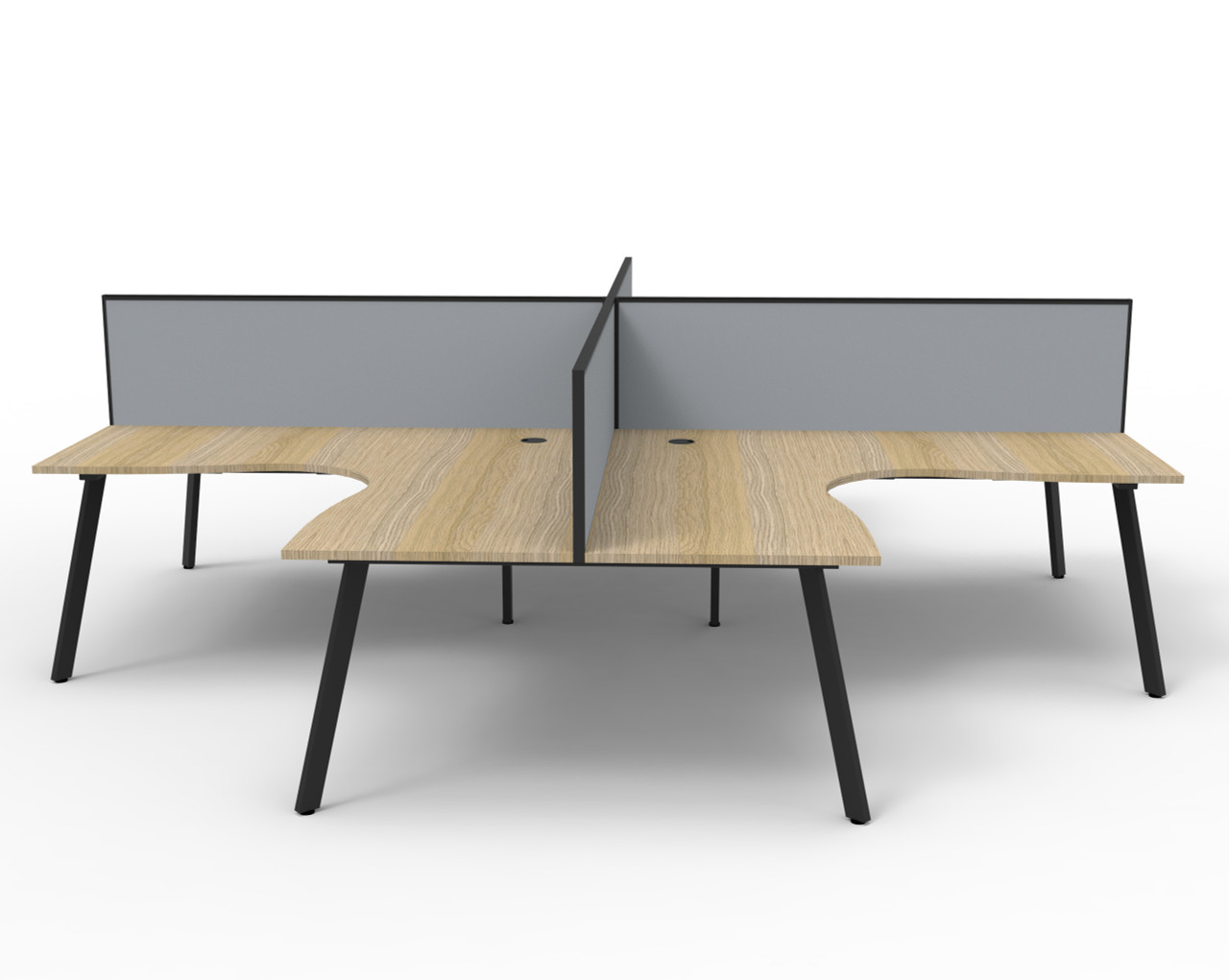 Fluid 4 Person Corner Workstation Pod With Screens - Urban Hyve